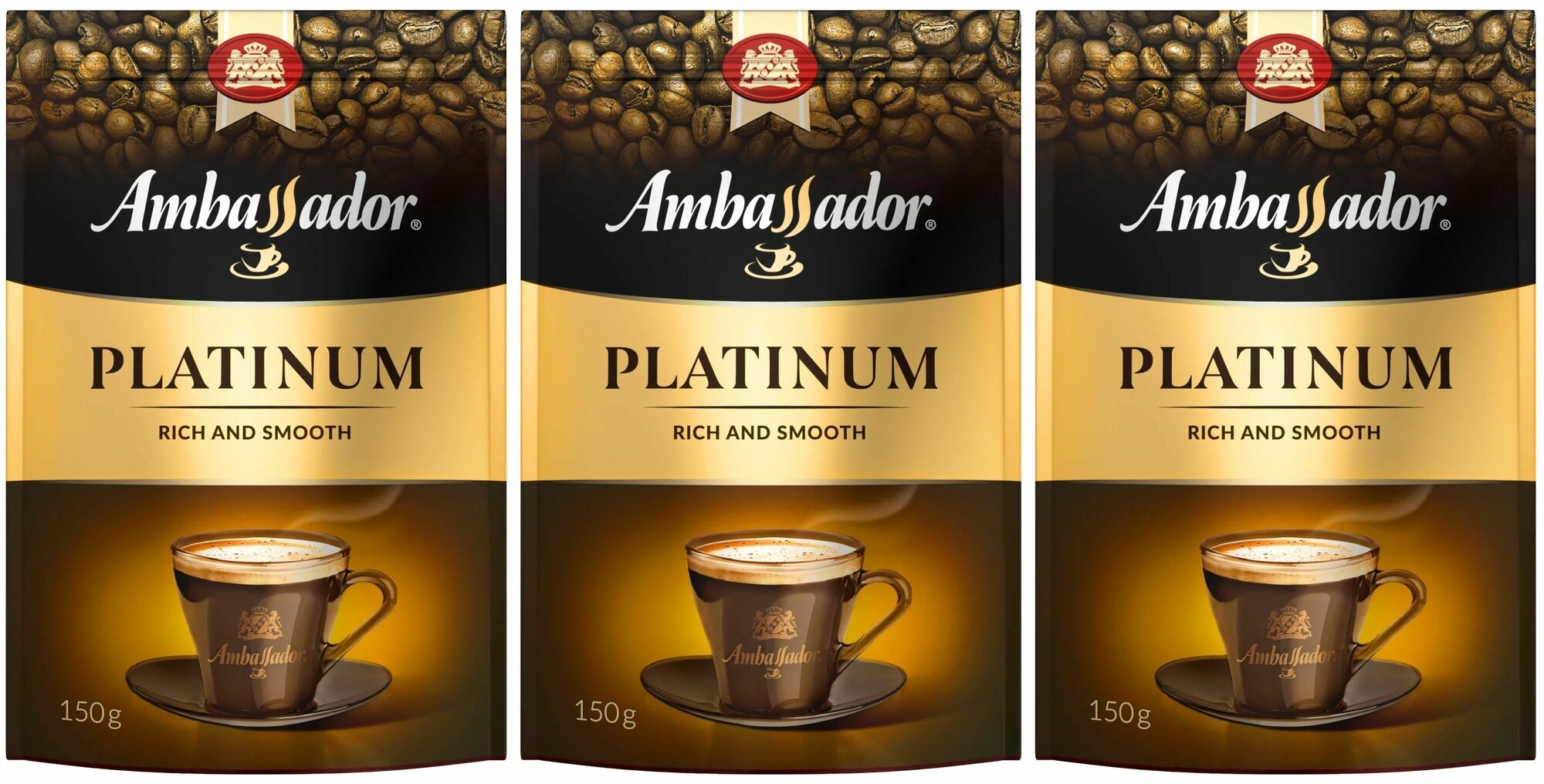Ambassador Кофе растворимый Platinum, 150 г, 3 уп
