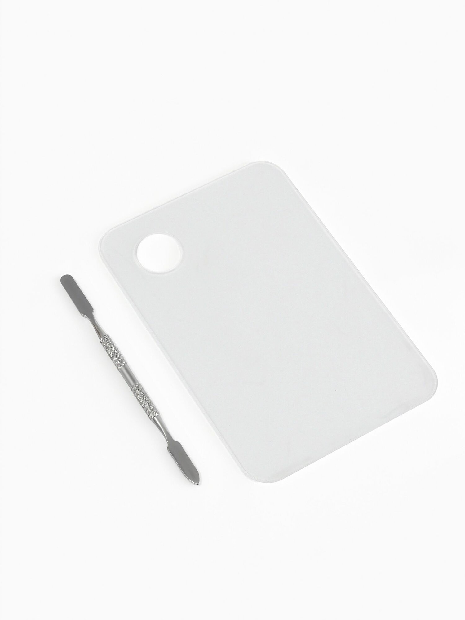 Палитра для смешивания лаков 10 * 15 см, с шабером 15 см, цвет прозрачный