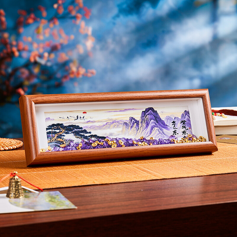 Горячая продажа SG Фиолетовая картина пейзажа Ци Донг Лай, культурный и креативный декор для гостиной, входа, офиса, креативный сувенир для демонстрации