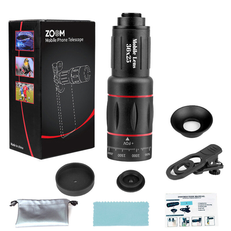 Оптовая продажа внешнего телеобъектива для мобильного телефона 18X 28X 36X, высококачественный монокулярный телескоп для концертной фотографии