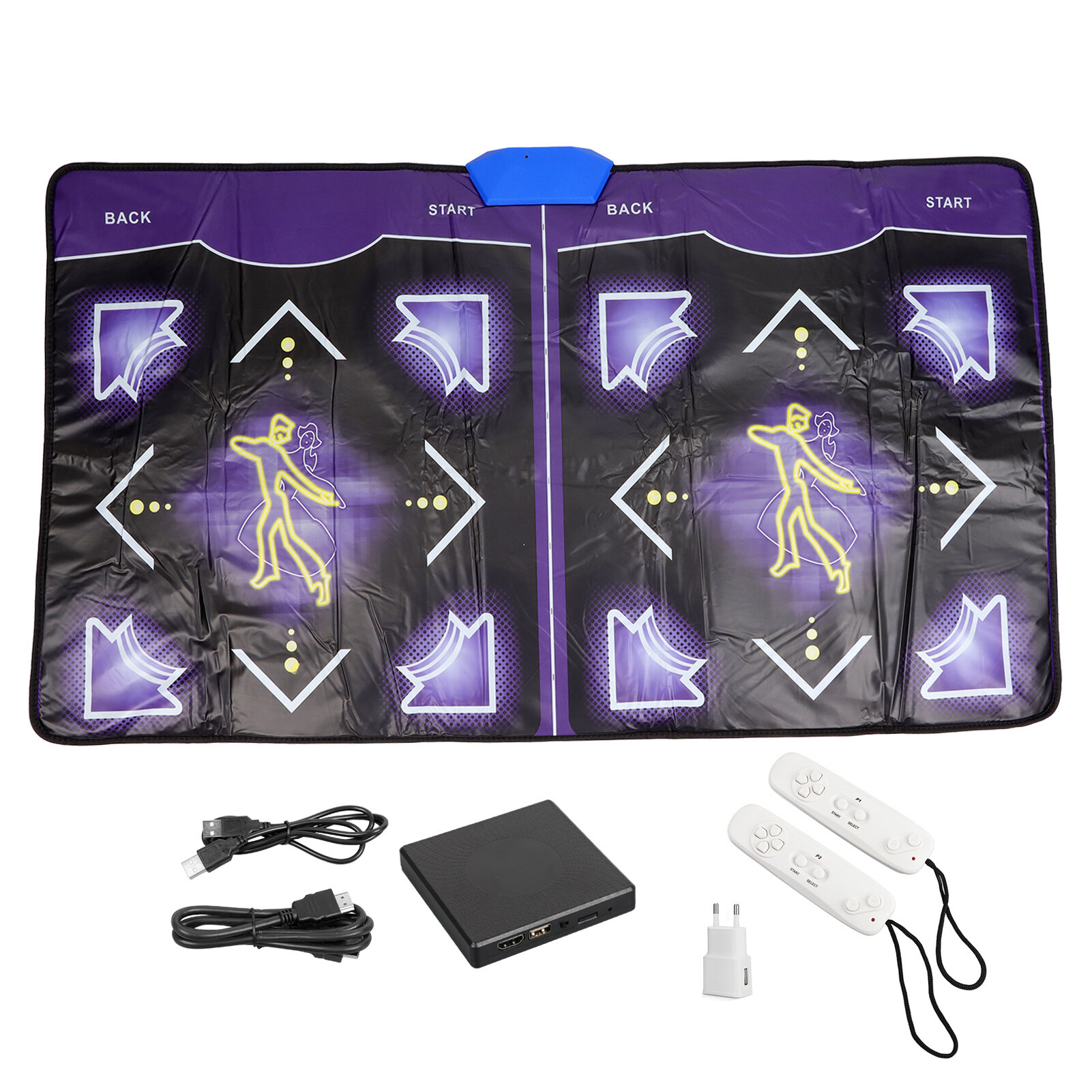 Танцевальный коврик для йоги, HD-мультимедийный интерфейс, встроенная музыка, двойные игровые коврики, поддержка карт памяти, вилка 100–240 В (европейский стандарт).