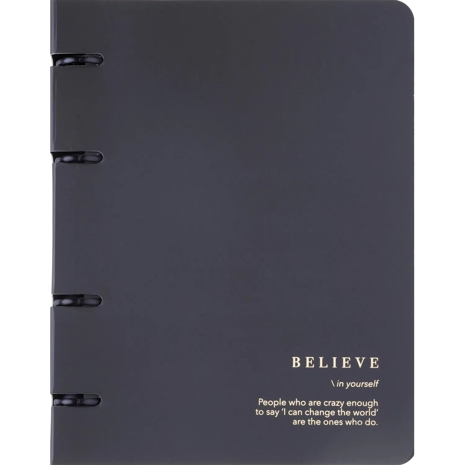Тетрадь общая, BS, А5, 120л, клетка, кольца, Believe, черный N4761