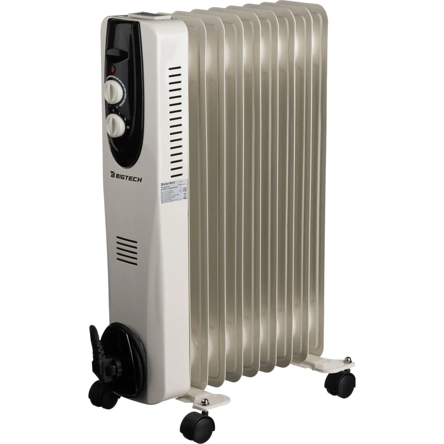Радиатор BigTech WBH002 20W, масляный (9 секций 2000 Вт)