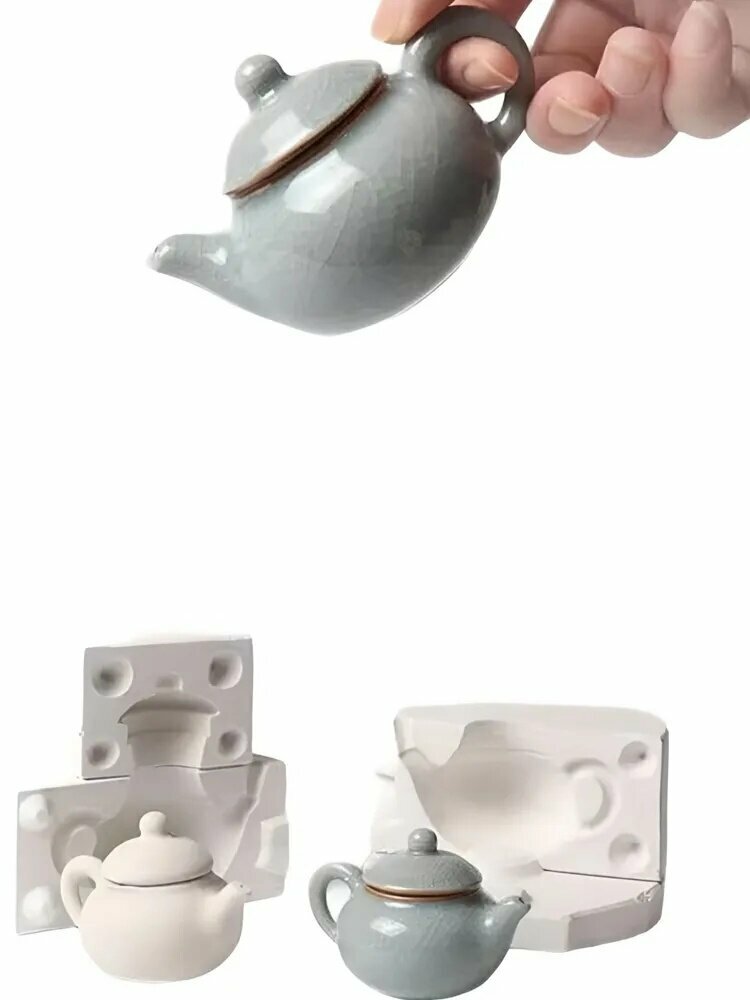 Гипсовая форма для литья керамики "Мини-чайник Модель D": набор пресс-форм (Slump и Hump), Инструменты для керамики, Инструменты для гончарного дела