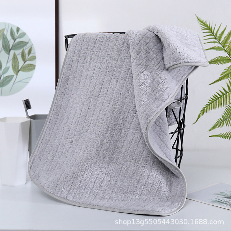 Оптовая продажа взрослый дом утолщение полотенце для лица Коралловый бархат полосатое полотенце мягкое подарочное