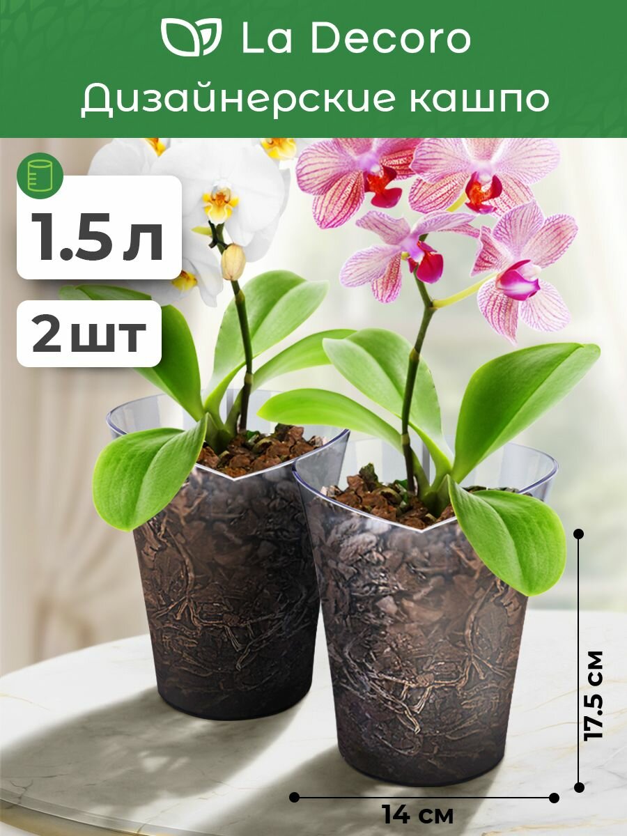 Кашпо для орхидеи, 2 шт в наборе по 1,5 л, цвет прозрачный