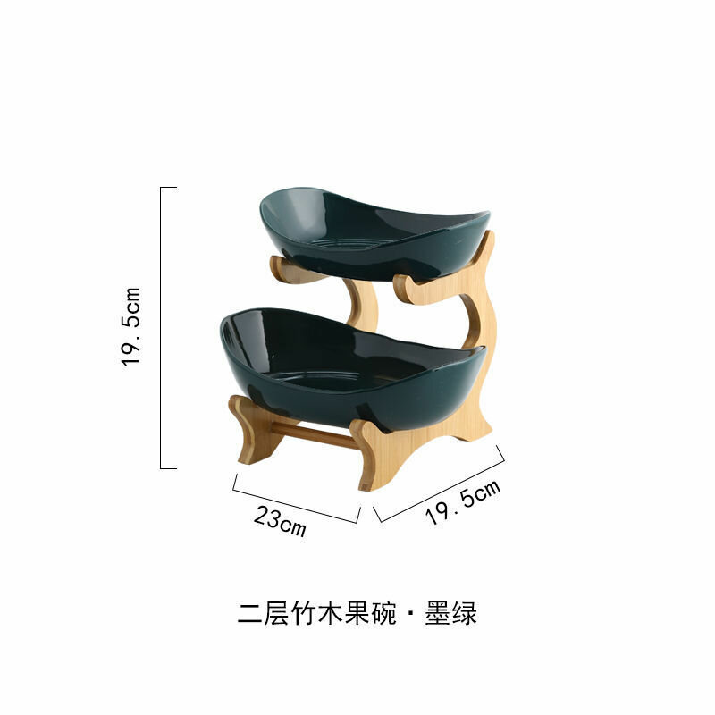 Креативная трехслойная многослойная фруктовая тарелка в европейском стиле, керамическая тарелка для сухофруктов, бамбуковая деревянная подставка, домашняя закусочная тарелка, поднос для конфет, фруктовая корзина