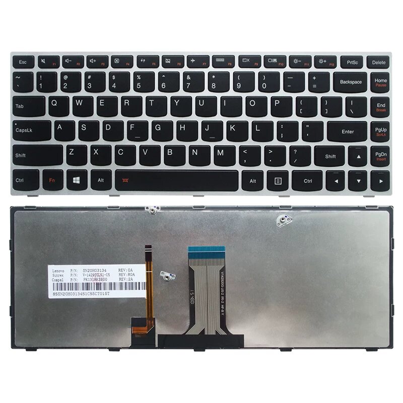Клавиатура Lenovo G40-70 Серия Оригинальная Серебряная Рамка С Подсветкой, Совместимость с B40-70 G40-45 Z40-70 Z41-70,