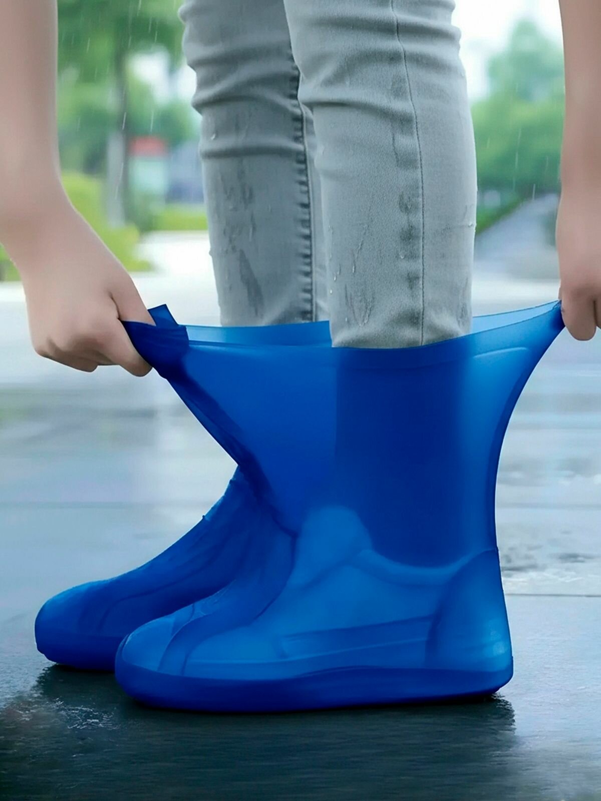 Дождевики для обуви многоразовые силиконовые черные L (р.41-47)