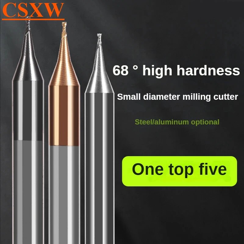 Фреза из стали с вольфрамовым покрытием HRC60, сферическая концевая фреза малой диаметром, инструмент для обработки металла из твердого сплава 0,2 мм 5PCS, R0.5x4x50x2F