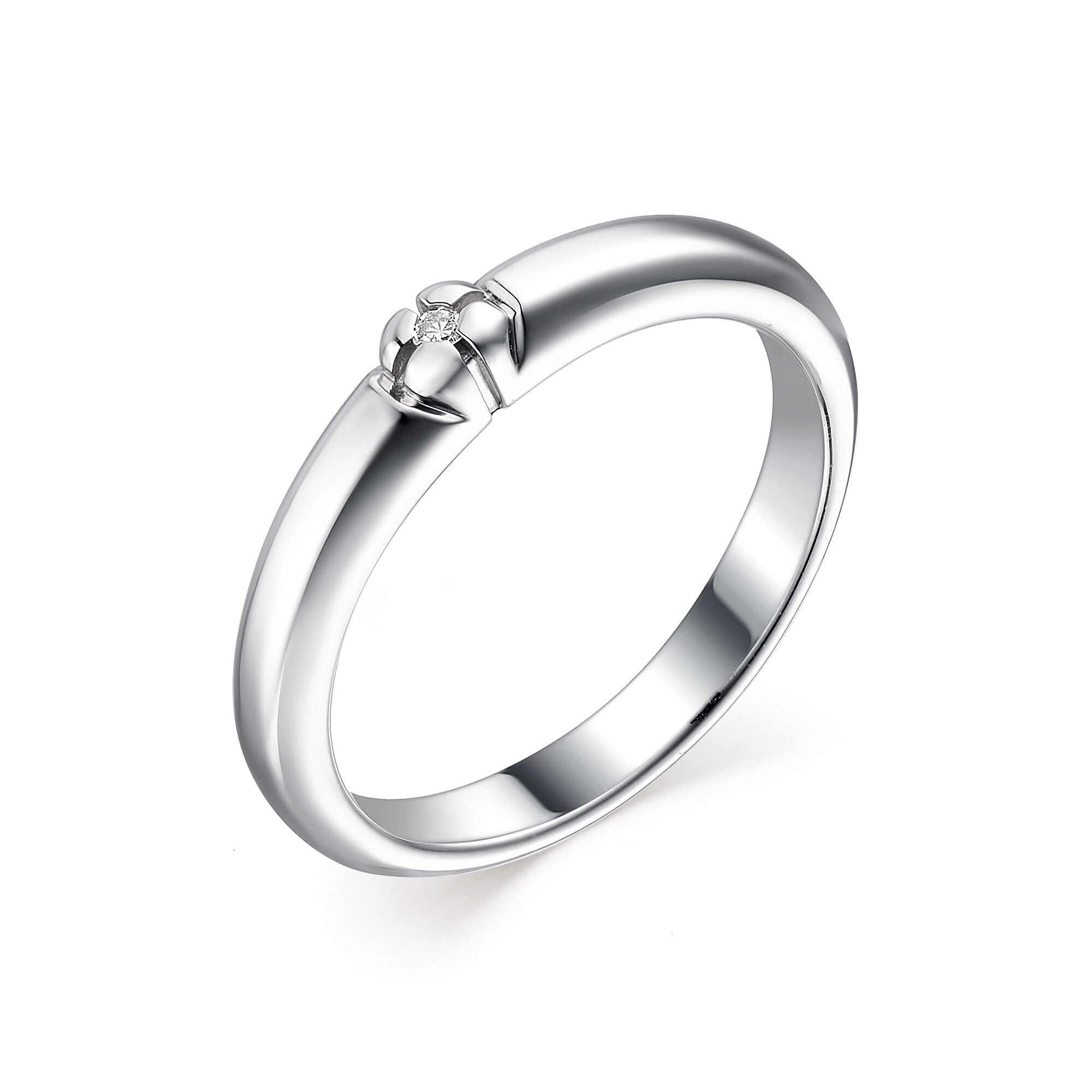 Кольцо помолвочное, серебро, 925 проба, родирование, бриллиант