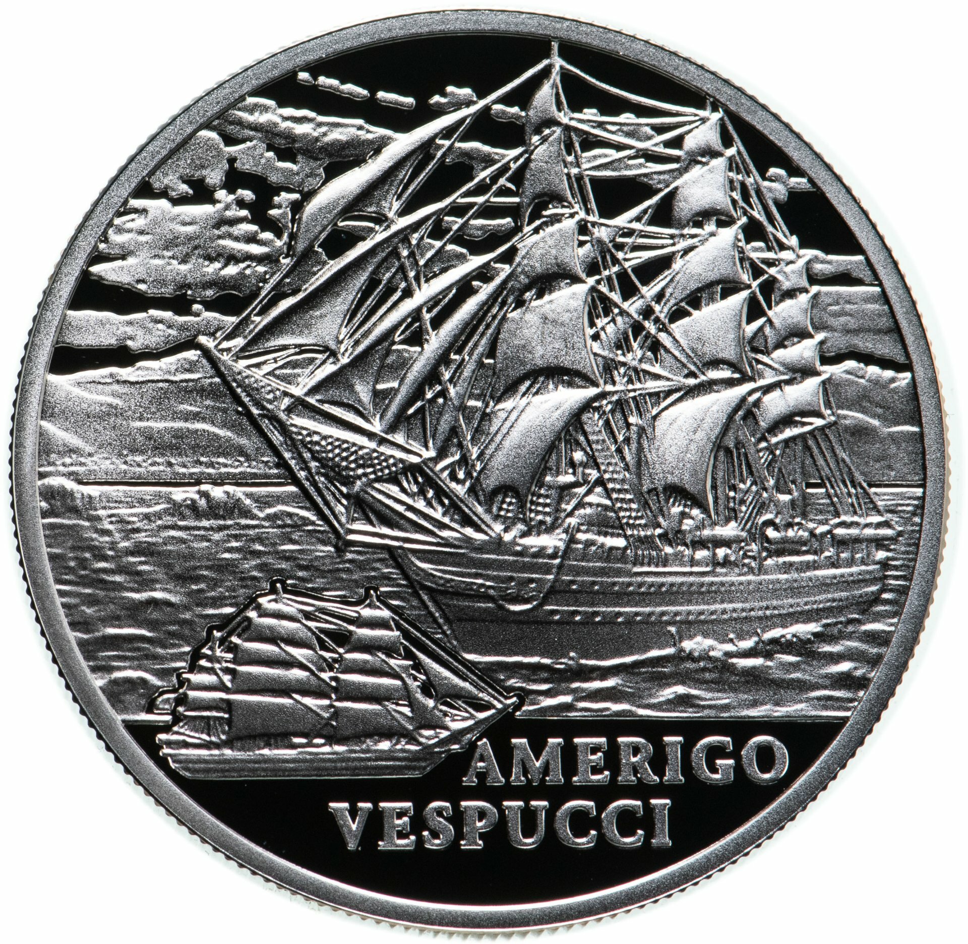 Беларусь 20 рублей 2010 "Парусник Америго Веспуччи", Серебро 925, в сохранности BUNC