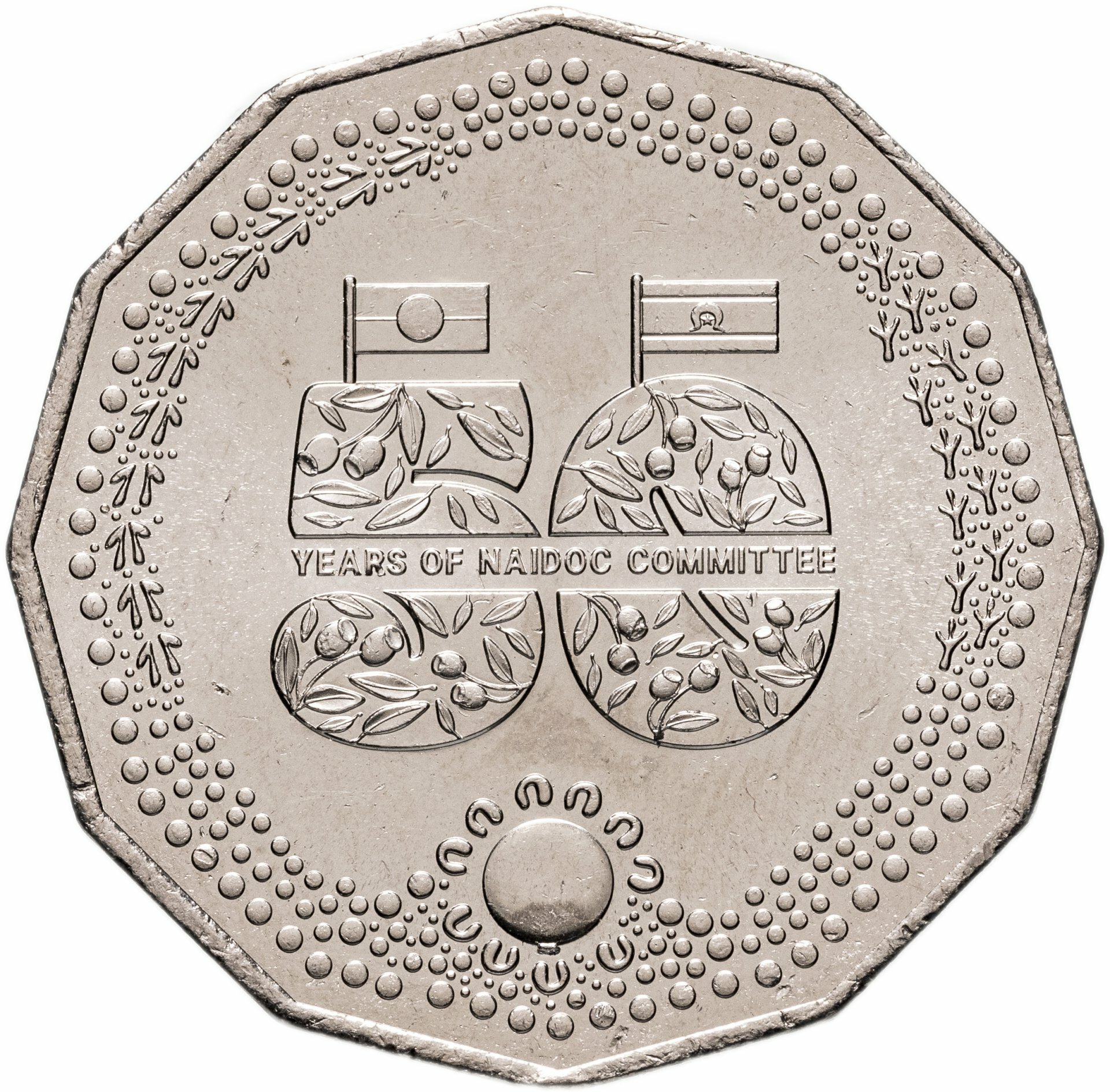 Австралия 50 центов 2024 "50 лет комитету народов аборигенов островитян" NAIDOC Чарльз 3, Мельхиор медь-никель, в сохранности UNC