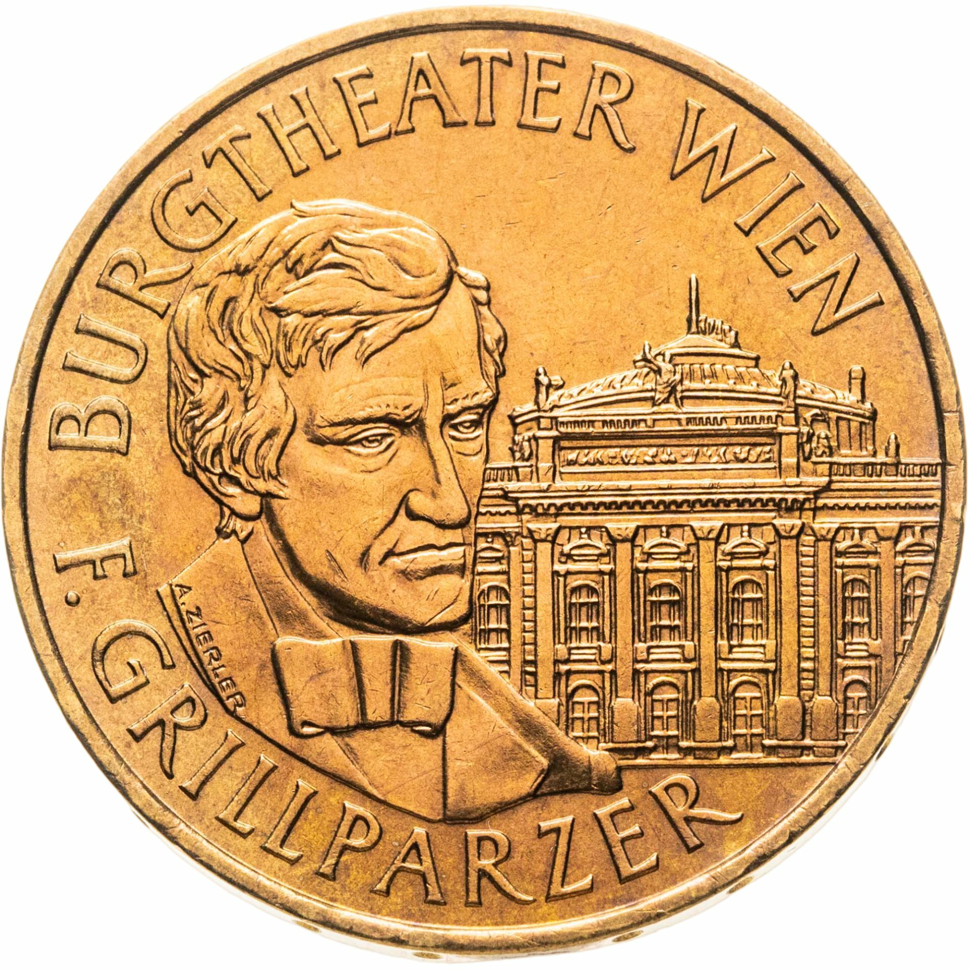 Австрия 20 шиллингов 1991 - 200 лет со дня рождения Франца Грильпарцера, Бронза, в сохранности AU