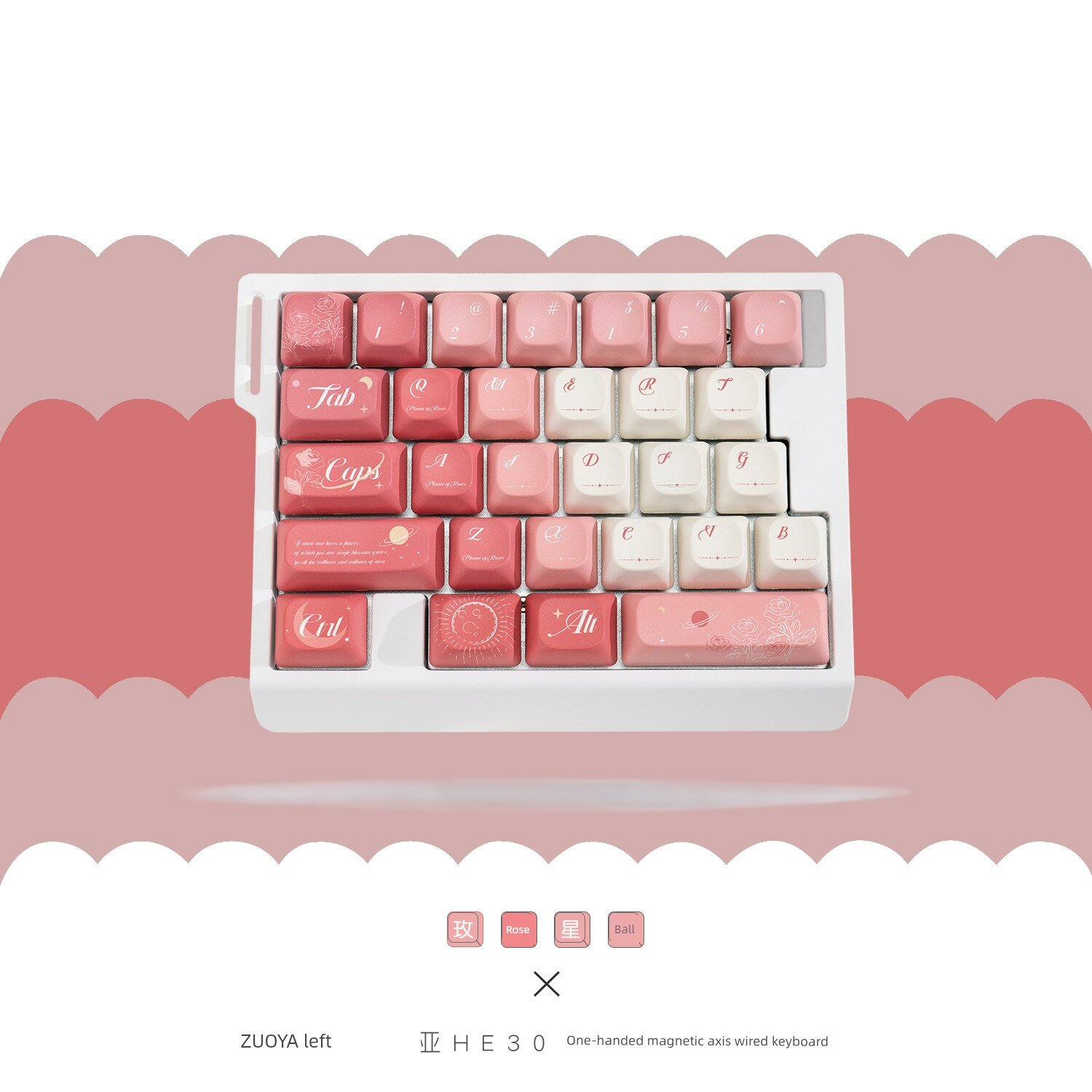 Магнитная клавиатура HE30 для левшей, управление одной рукой, RGB-подсветка, для киберспорта, специально для игры в