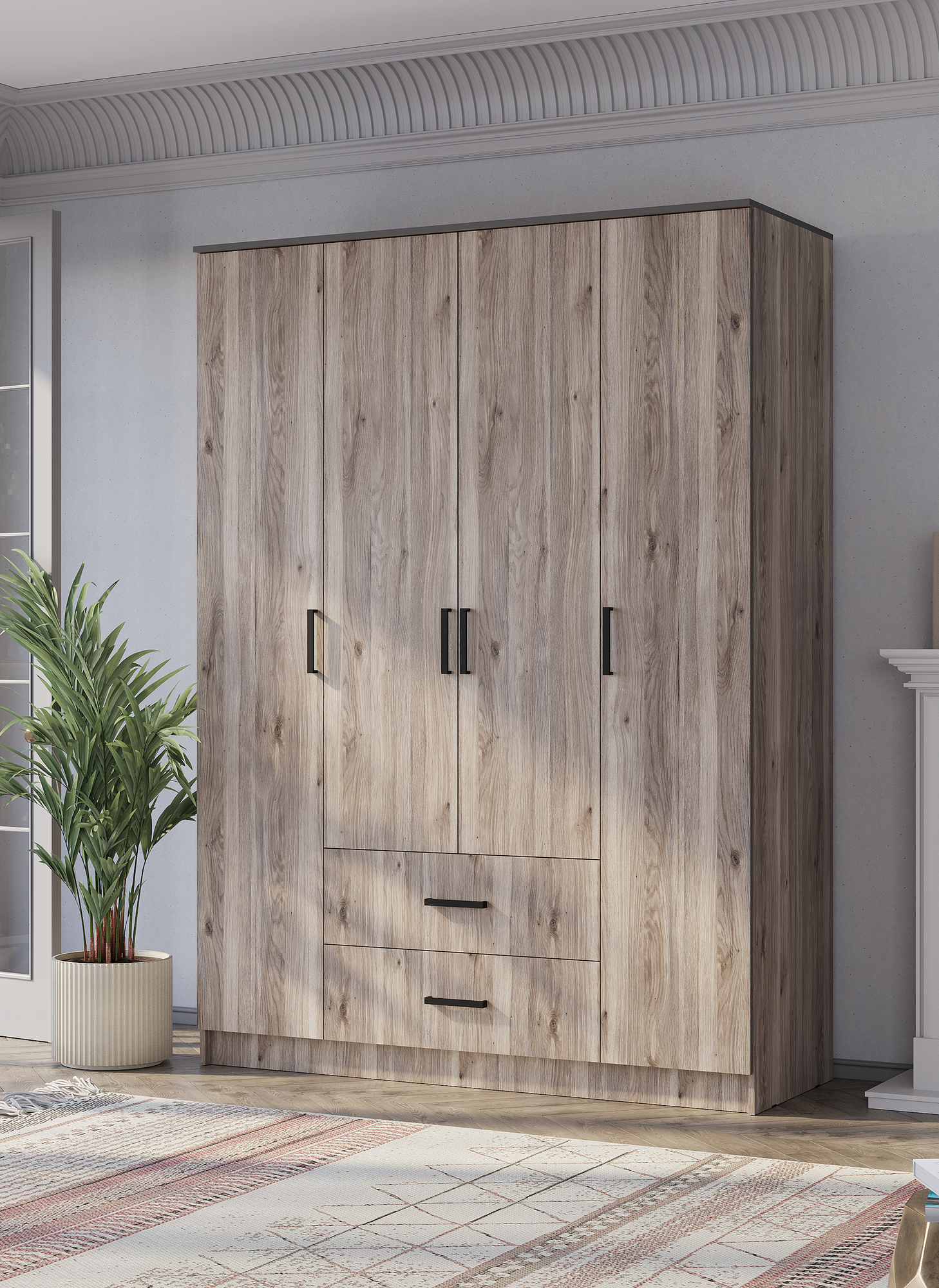 Шкаф деревянный для одежды Титан распашной четырехстворчатый