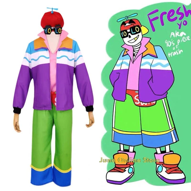 Undertale AU Fresh! Sans Косплей Костюм L, Fullset, Female size