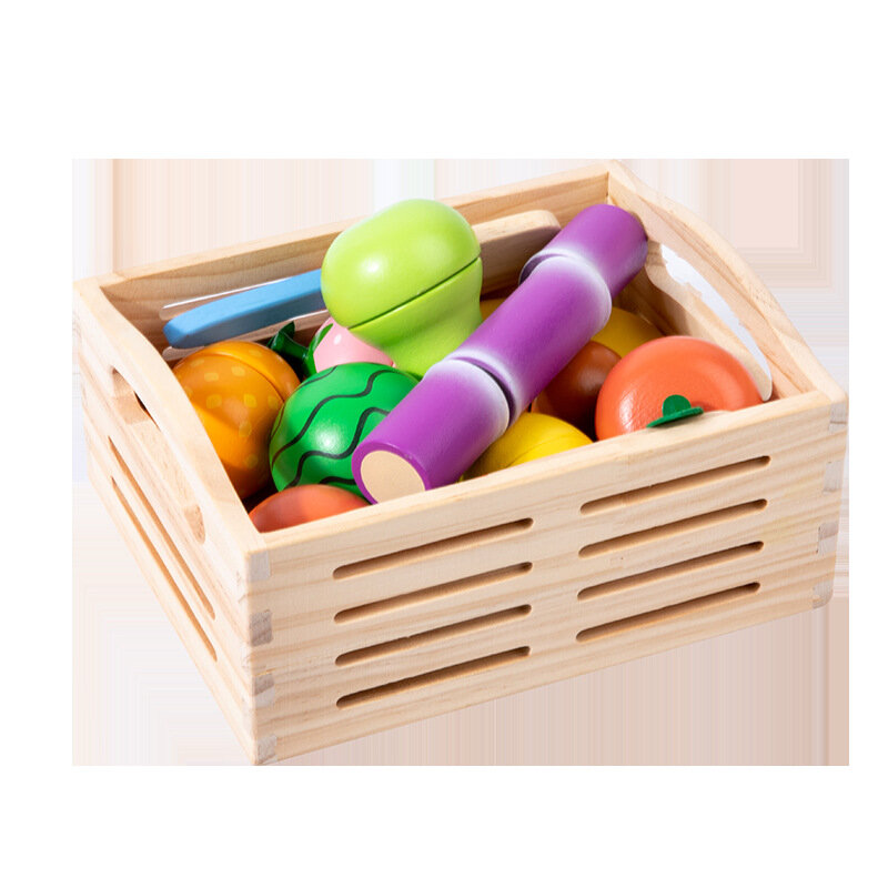 Детские развивающие игрушки Qieqiele для детей 4-6 лет, деревянный игровой набор для раннего развития с магнитными фруктами и овощами.