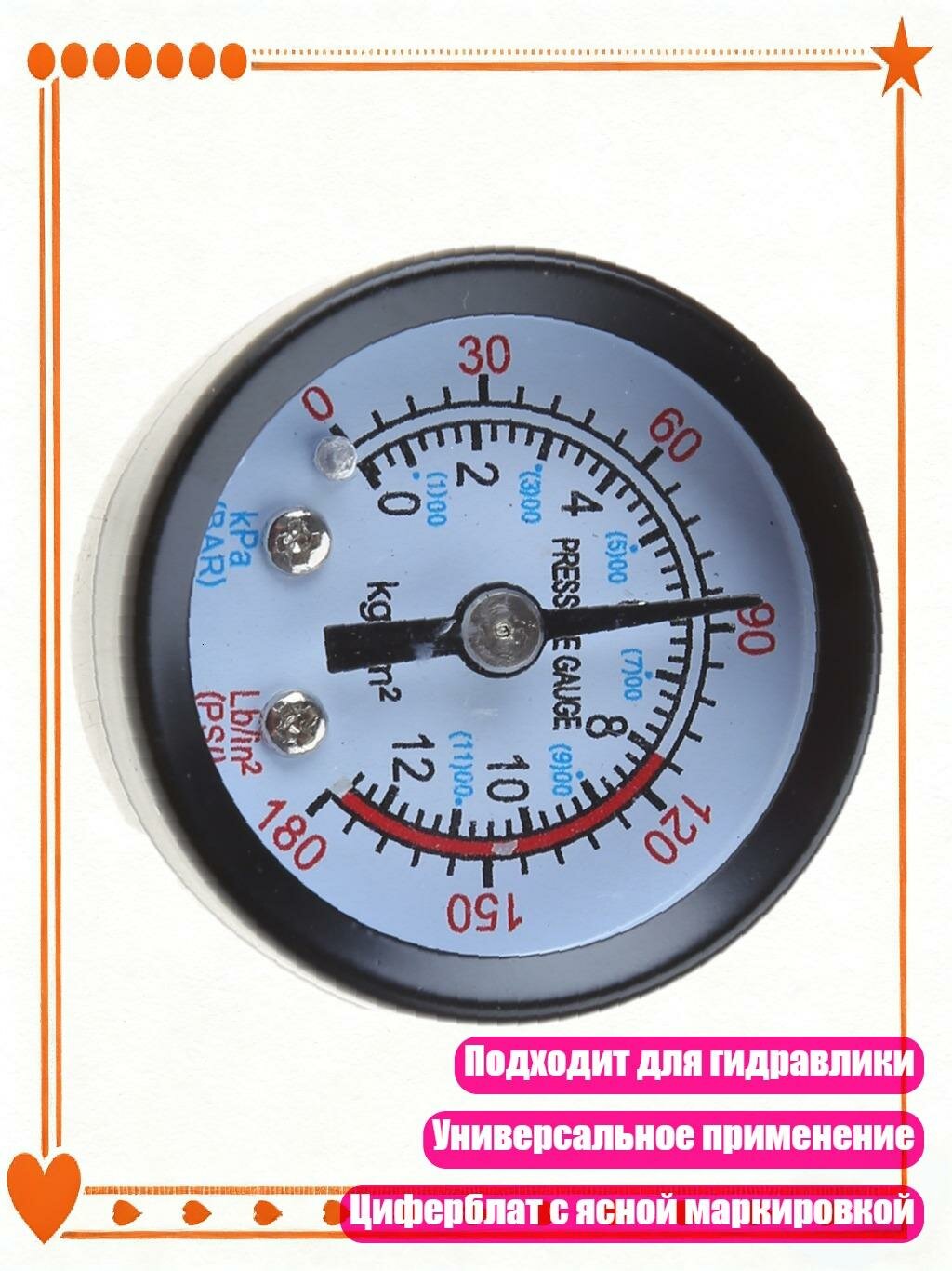Манометр круглый 0-180PSI 0-12BAR