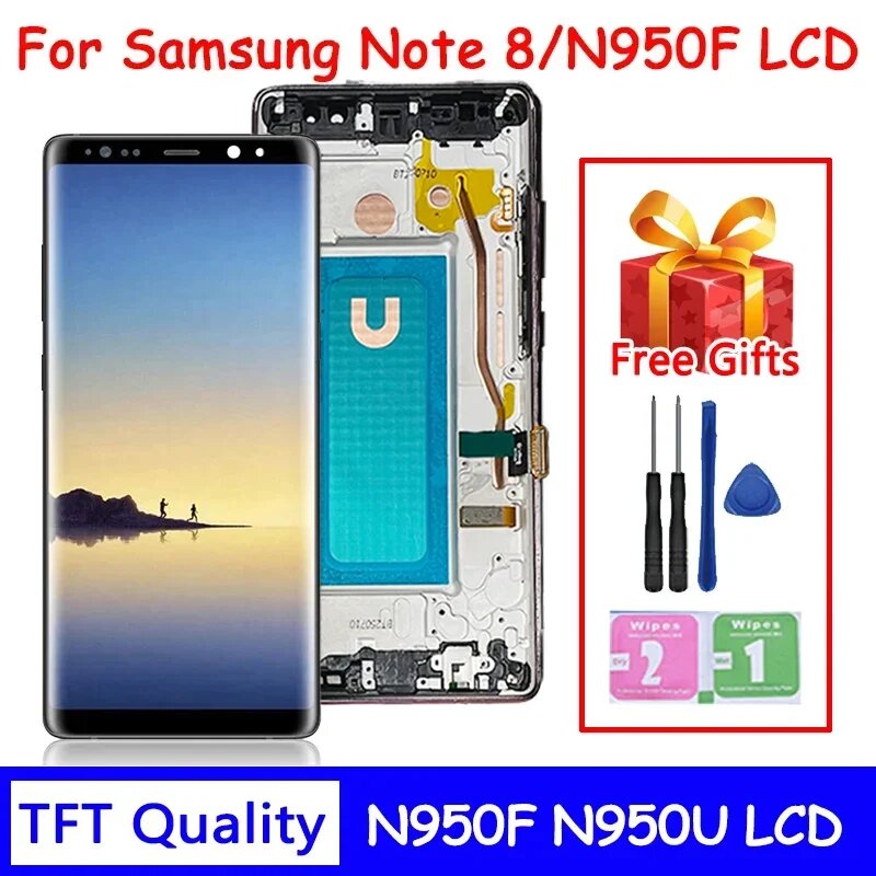 Новый дисплей Note8 с рамкой для Samsung Note8 N950F N950U N950W N950FD Note 8, Blue With Frame