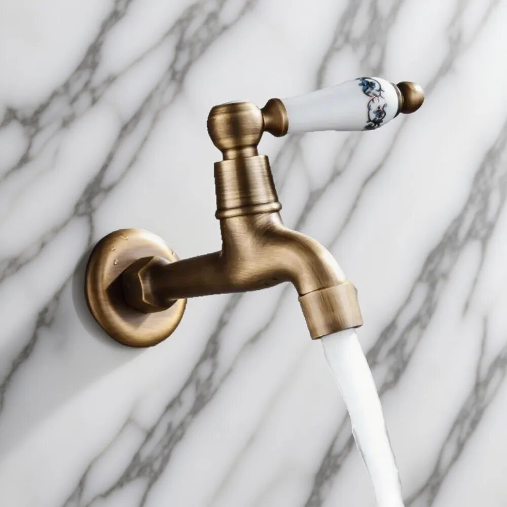 Кран для бани, хамама , для дачи с керамической ручкой