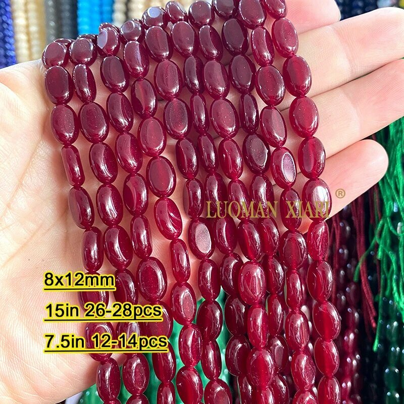 Бусины LUOMAN XIARI натуральные камень рубин аквамарин халцедон овальные 5/6/8/10 мм