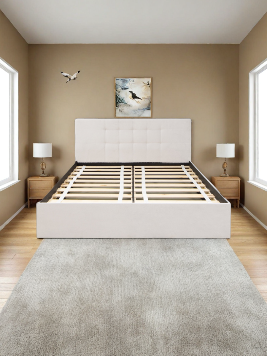 Кровать М-Стиль "Эшли", с изголовьем № 2, без матраса, серый велюр, 200x160 см