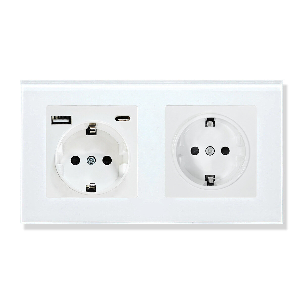 Настенная розетка R Series 86 типа европейского стандарта с USB и Type-C, стеклянная панель, скрытая круглая коробка для установки