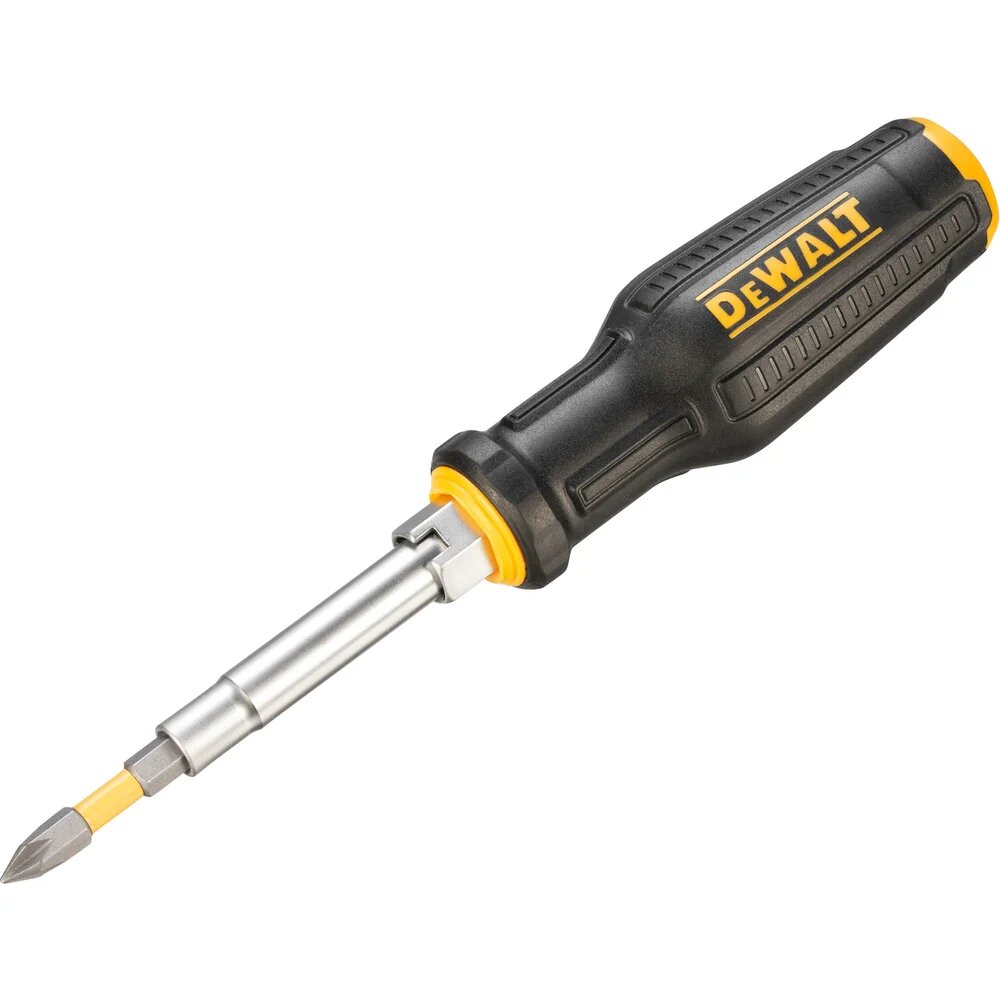 Отвертка Dewalt 5 в 1, со сменными битами DWHT66569-0, рукоять из пластика, насадки из стали, для плоской