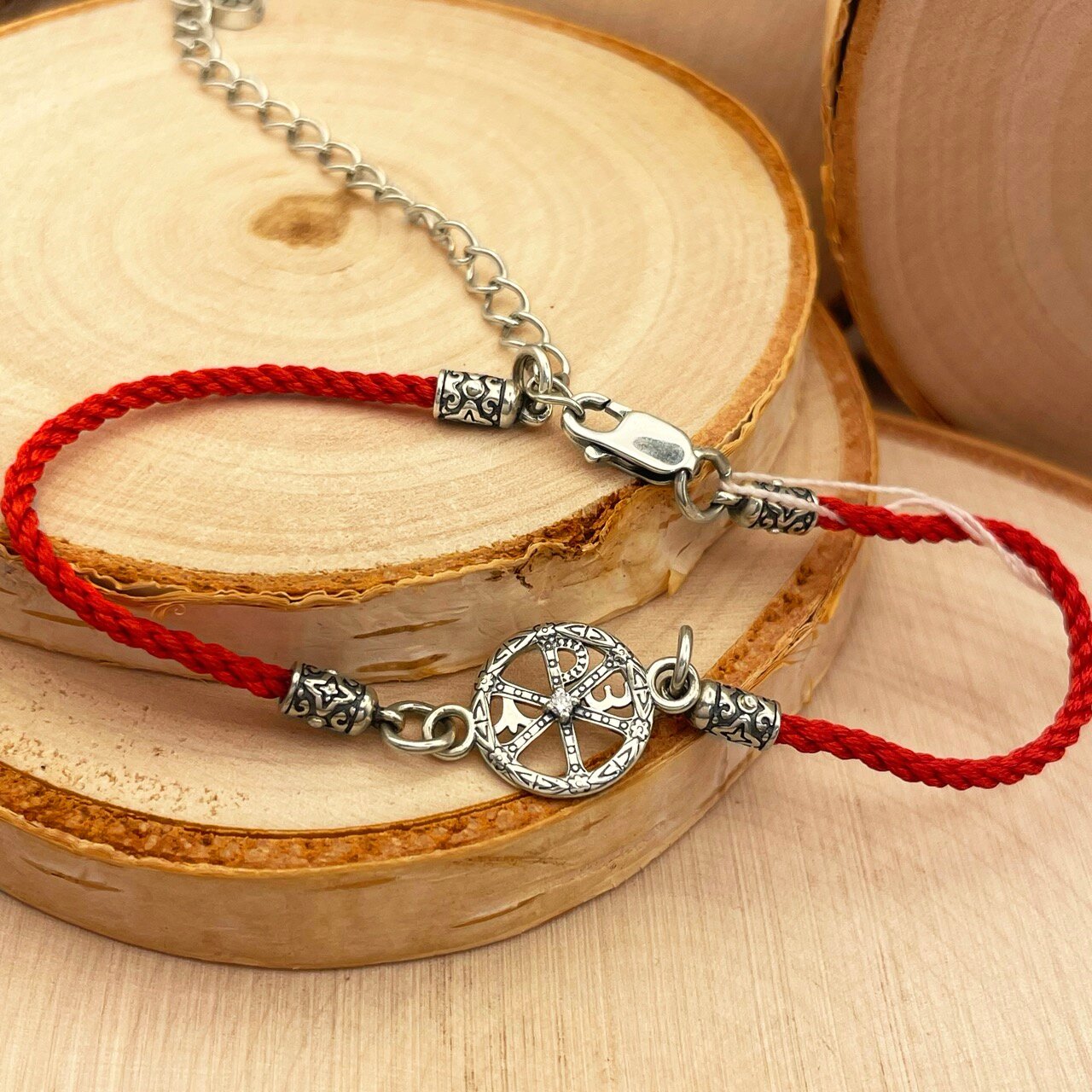 Браслет-нить, серебро, 925 проба, оксидирование, чернение, фианит