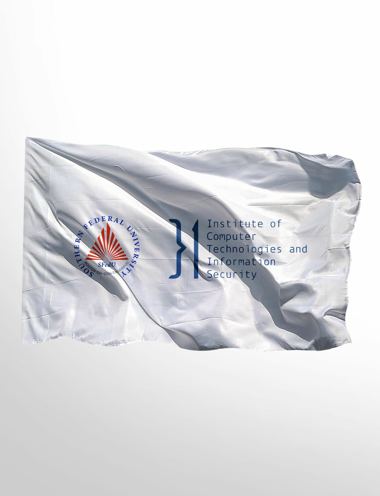 Флаг SFedU Институт компьютерных технологий и информационной безопасности ЮФУ, 70х105 см на сетке для флагштока