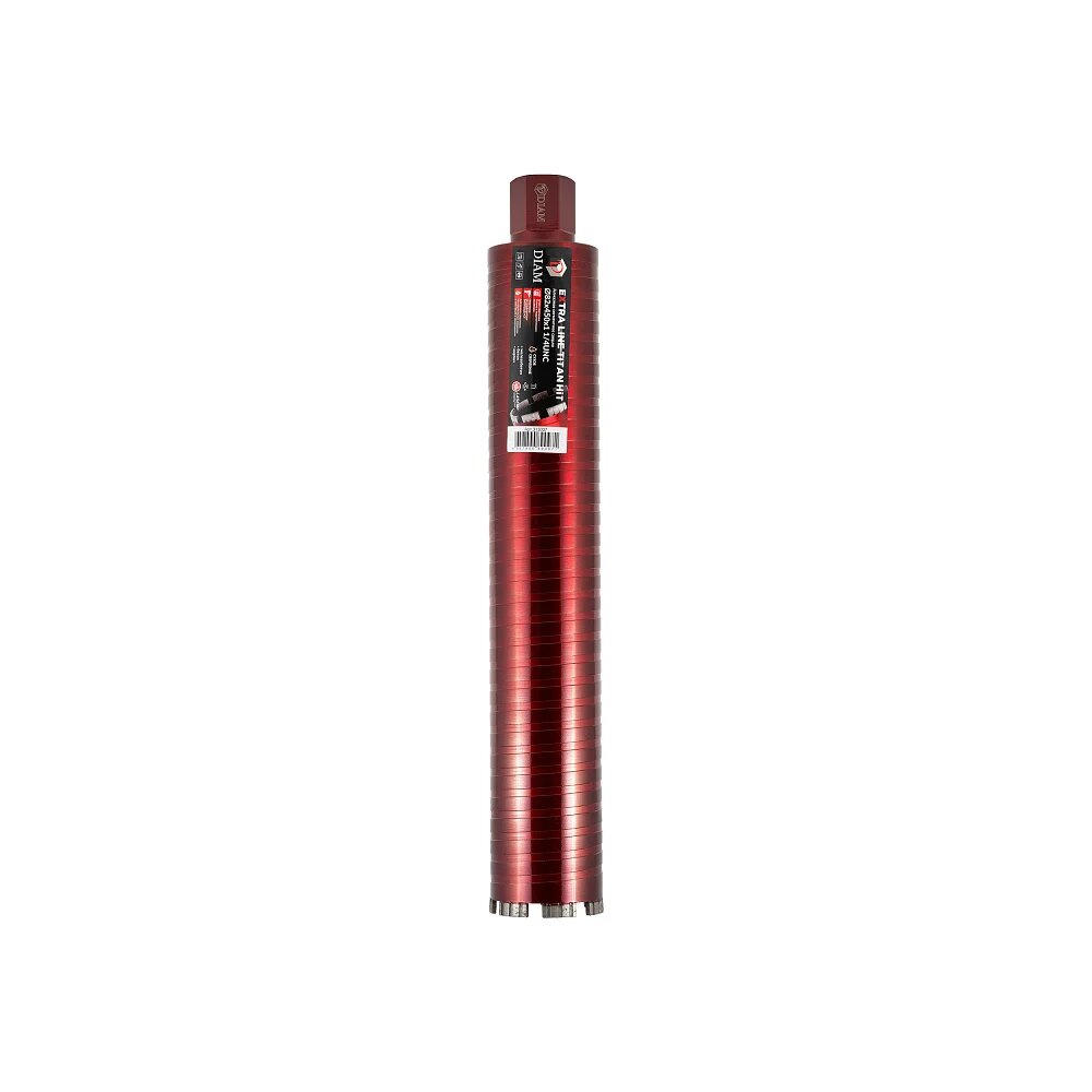 Сверло алмазное сегментное сухое Diam 82x450х7x1,1/4UNC Титан ХИТ серия Экстра (арм. бетон) 313037
