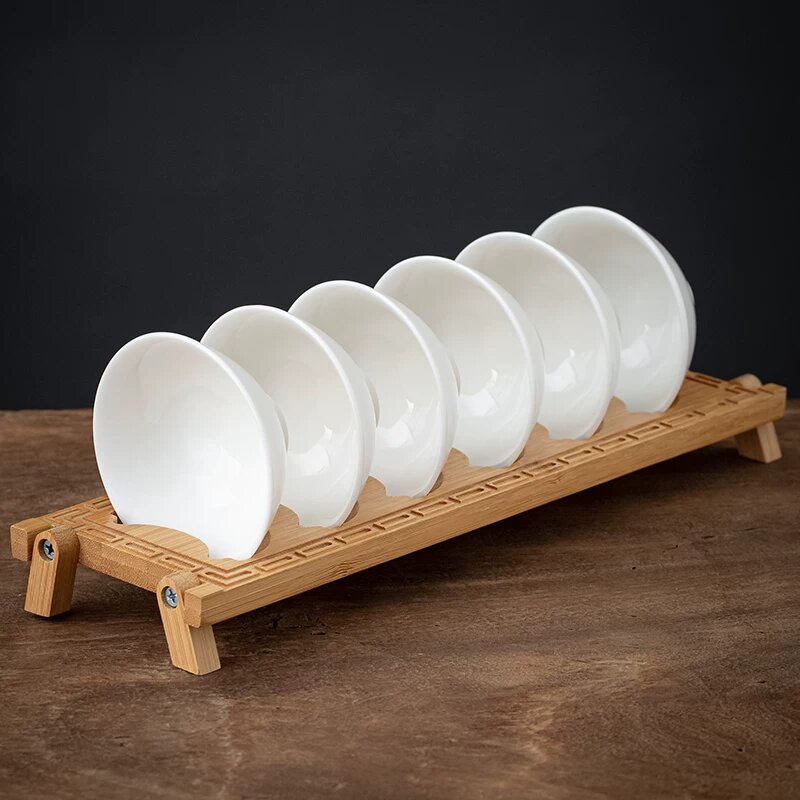 Сине-белые фарфоровые чайные чашки, винтажные конические чашки, набор из 6 штук с подставкой, чайный сервиз,