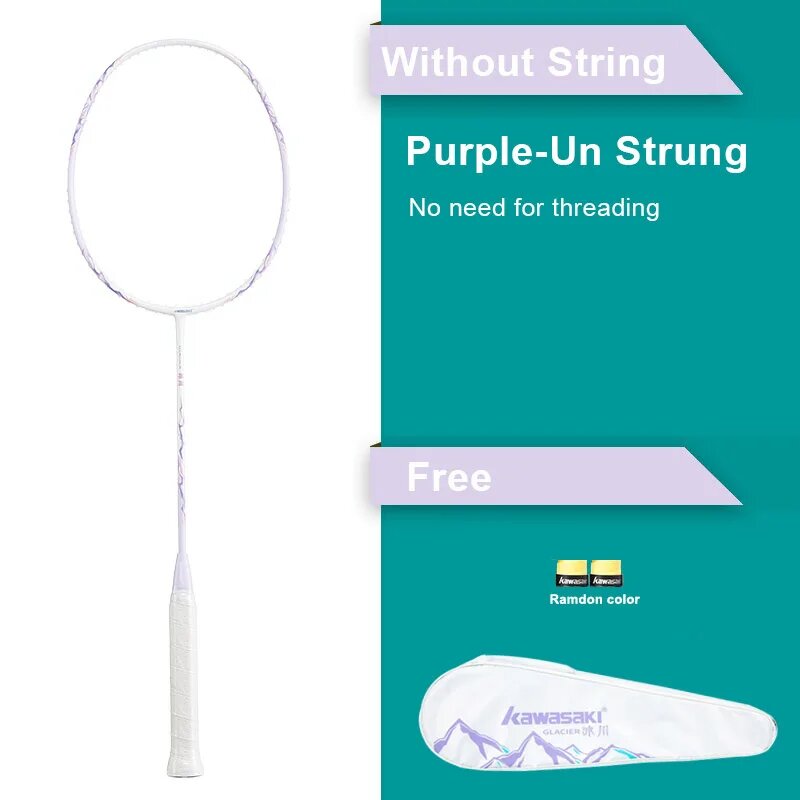 Ракетка для бадминтона Kawasaki GLACIER 5U Сиреневый, Purple Un Strung