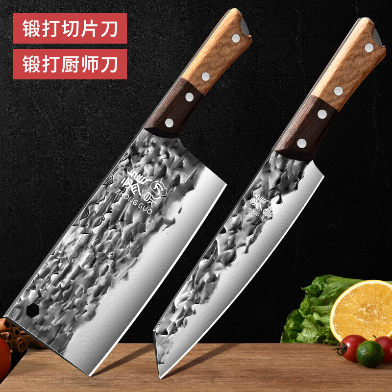Набор кухонных ножей из нержавеющей стали Longquan, домашние кованые ножи, кухонный нож для нарезки, нож шеф-повара, нож для резки мяса, нож для измельчения костей