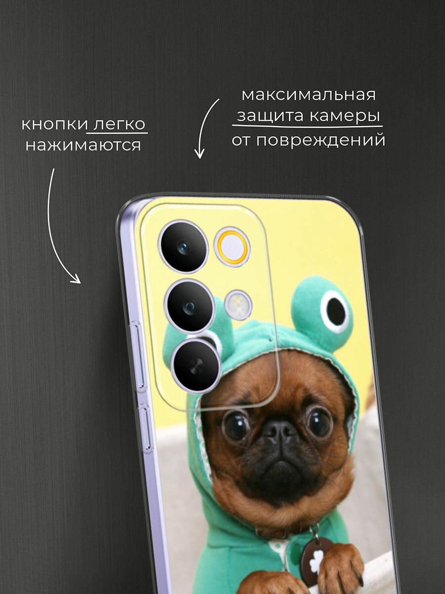 Чехол на Realme C85 Pro / Реалми C85 Про с принтом Собачка в шапке лягушки — фото 1