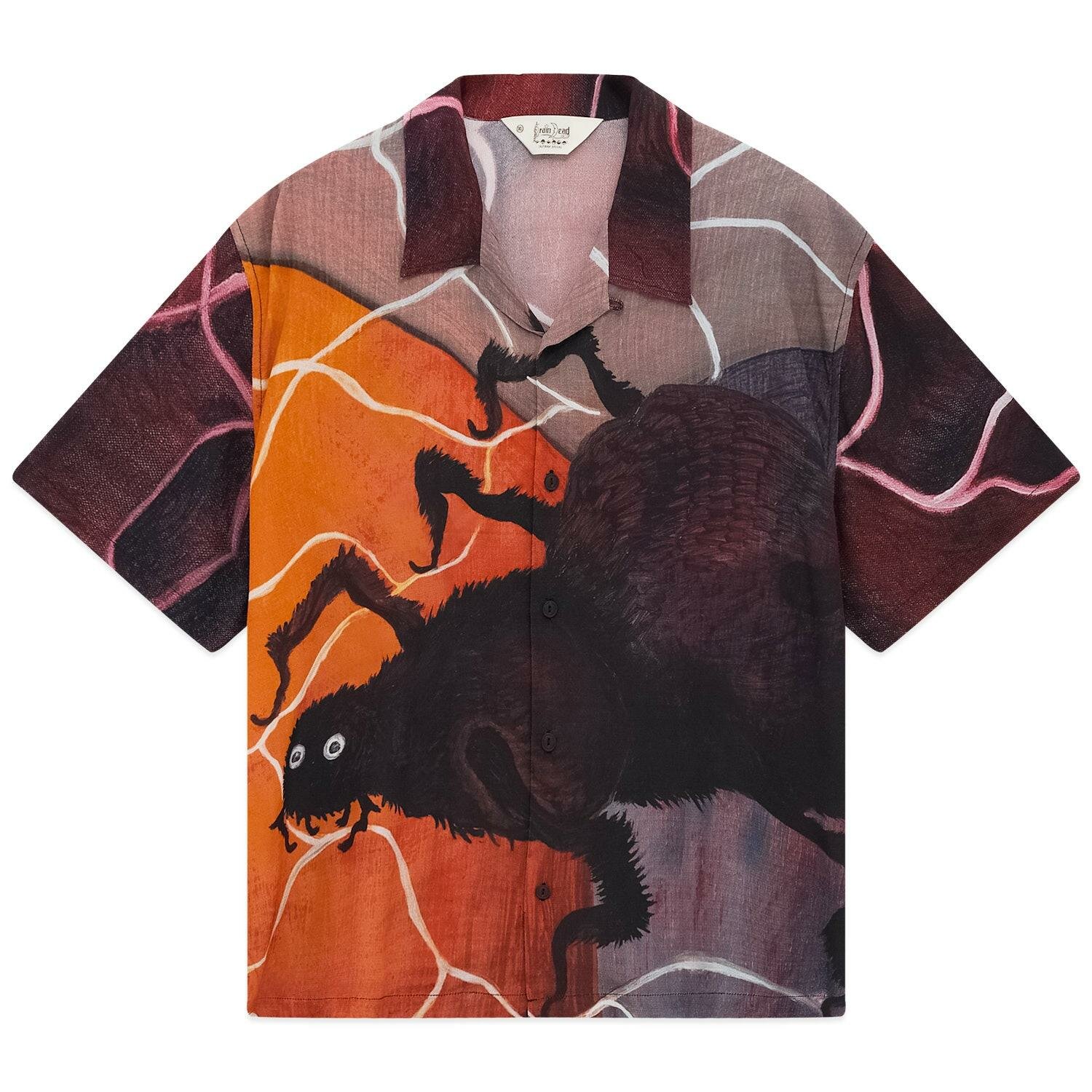 Рубашка РУБАШКА BRAIN DEAD SPIRAL ORB SHORT SLEEVE BUTTON UP SHIRT