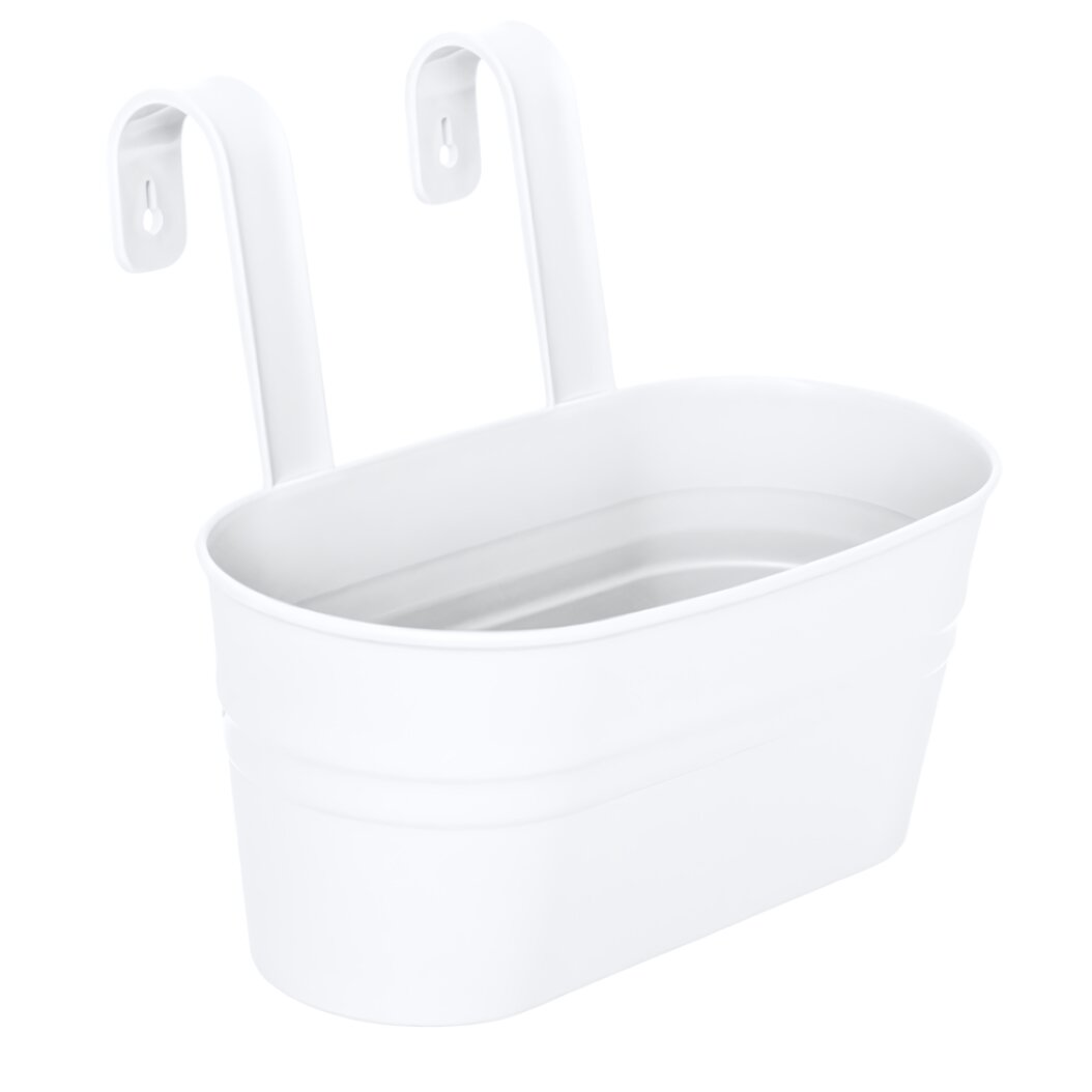 Кашпо настенное овальное большое "Ведро декоративное", пластик, цвет белый, с крючками для подвеса