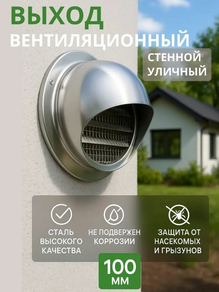 Выход стенной уличный Клапан вентиляционный 100 мм