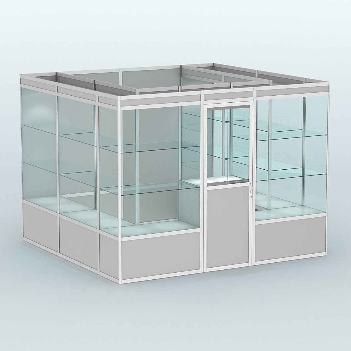 Павильон из профиля пристенный №9а (6,75 кв. м), Серый