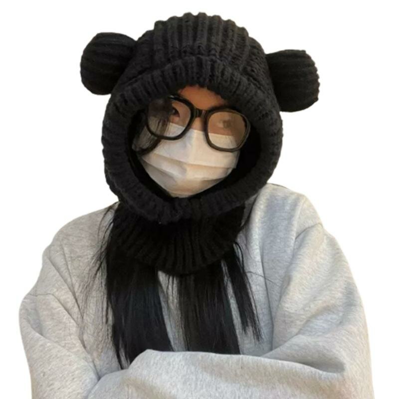 Новогодняя балаклава с ушами медведя, Черный