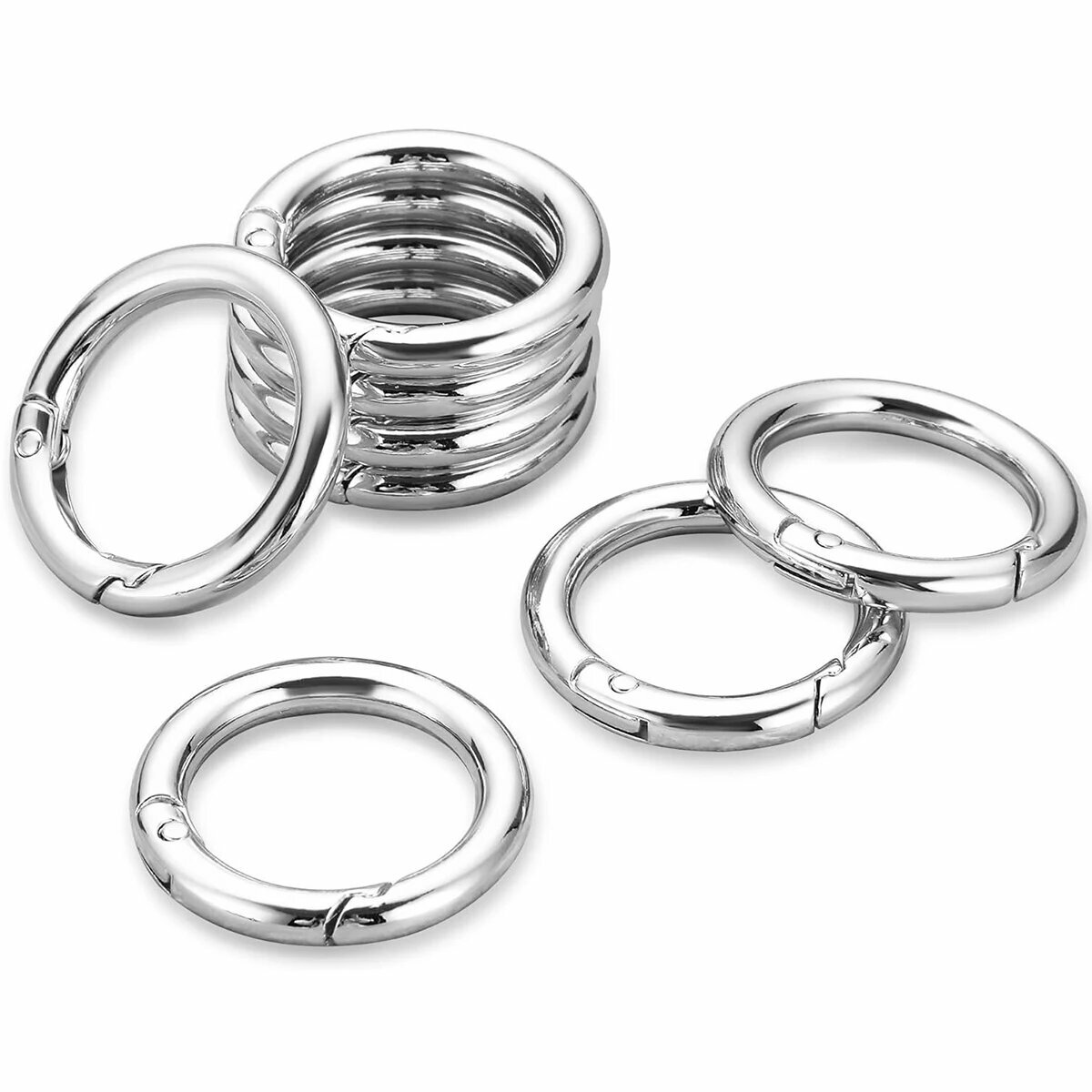 Серебряные карабины-кольца 24 мм, 10 шт.