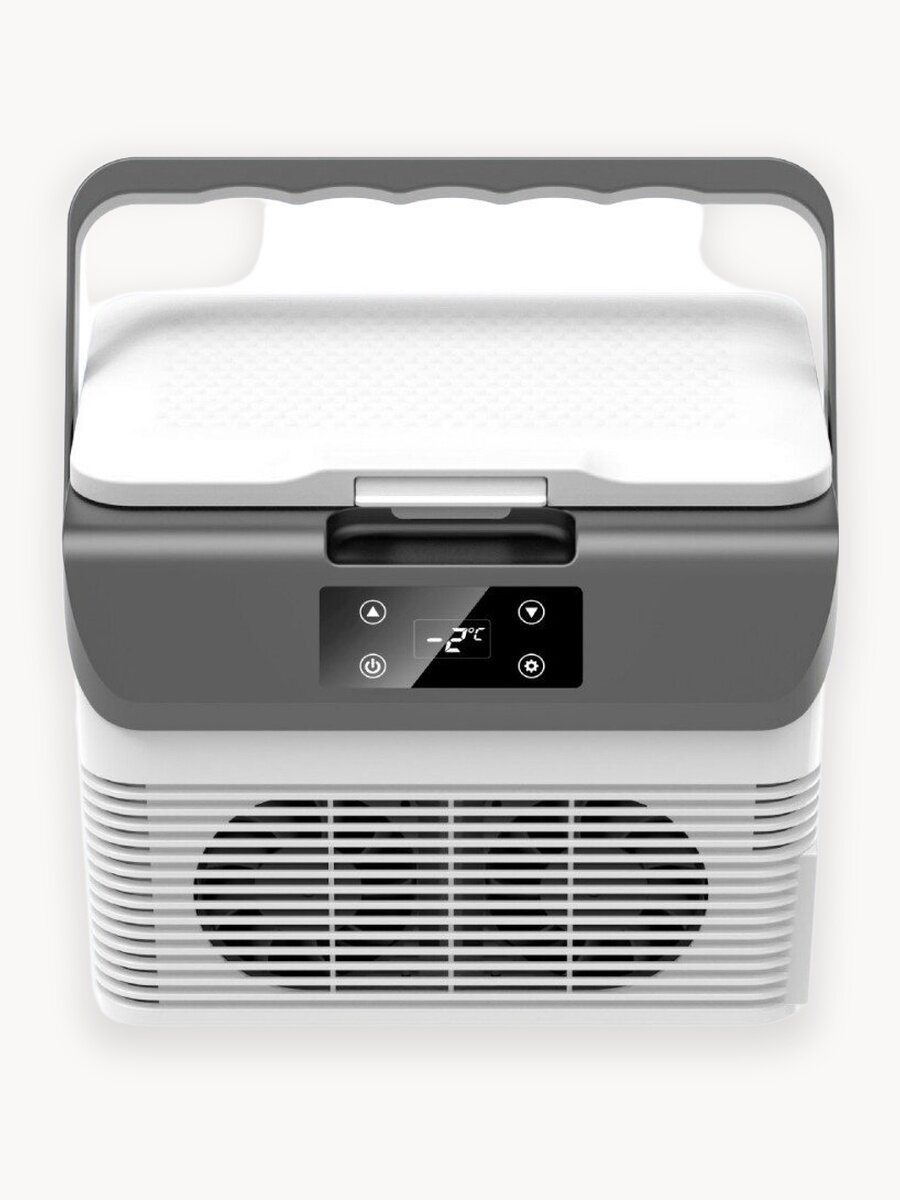 Компрессорный автомобильный холодильник 15 л, с функцией охлаждения и нагрева, портативный и компактный.