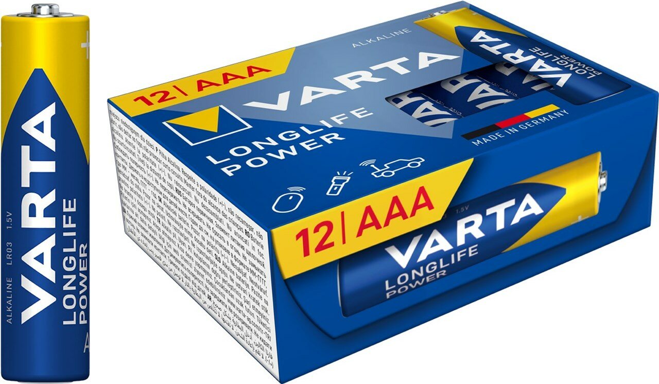 Батарейки VARTA Longlife Power LR03/AAA BL12, 12 шт. в упаковке . (Германия)