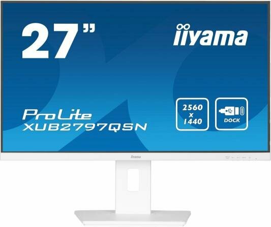 Монитор Iiyama 27" ProLite XUB2797QSN-W2 белый IPS LED 16:9 HDMI M/M матовая HAS Piv 1300:1 300cd 178гр/178гр 2560x1440 100Hz DP Quad HD 2K (1440