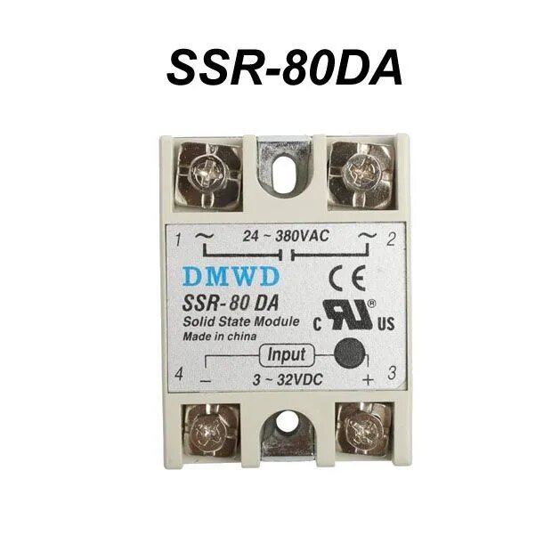 SSR-80DA Твердотельное реле, 80A Однофазный модуль SSR 80DA DC-AC 3-32V 12V DC до 24-380V 220V AC -4 шт.