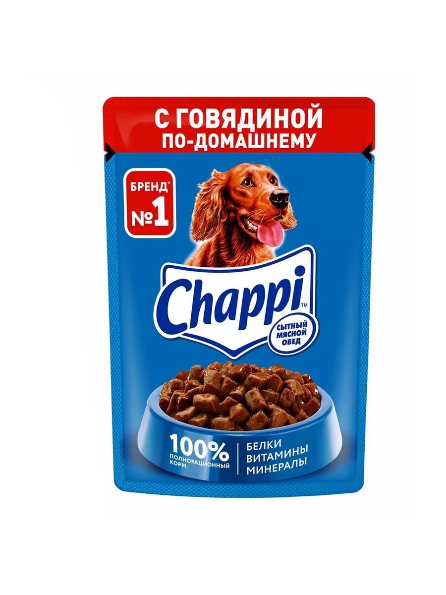 Влажный корм Chappi Сытный мясной обед с говядиной по-домашн