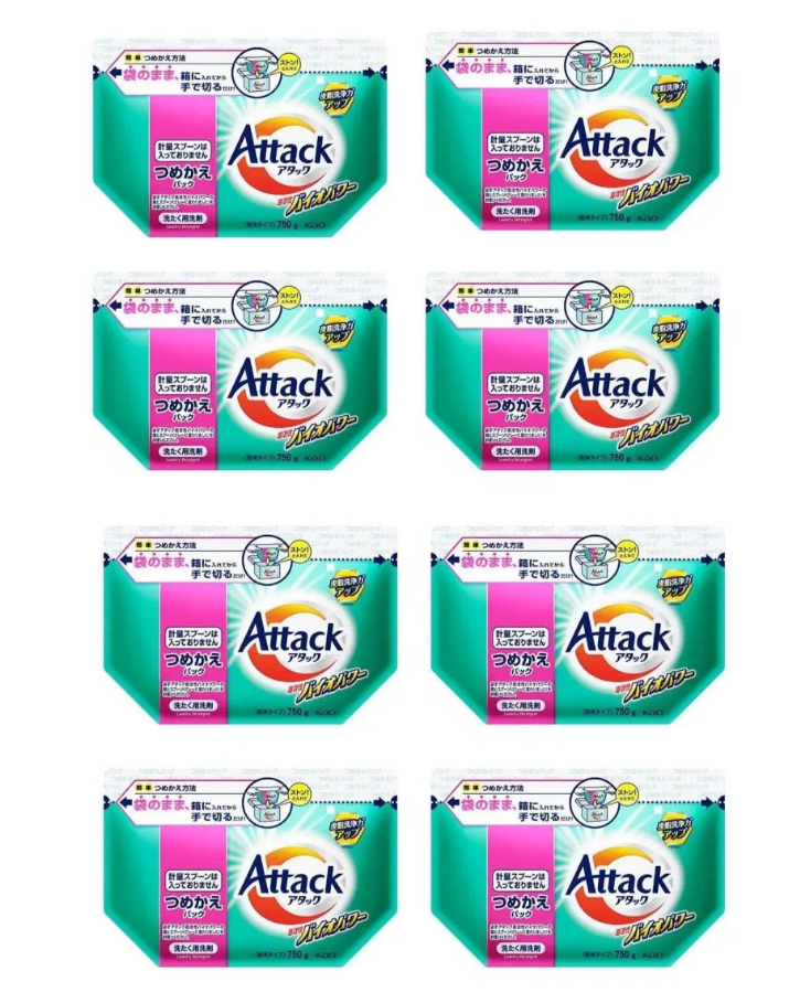 Набор Attack BioEX концентрированный стиральный порошок, запасной блок, 750 г - 8 шт.