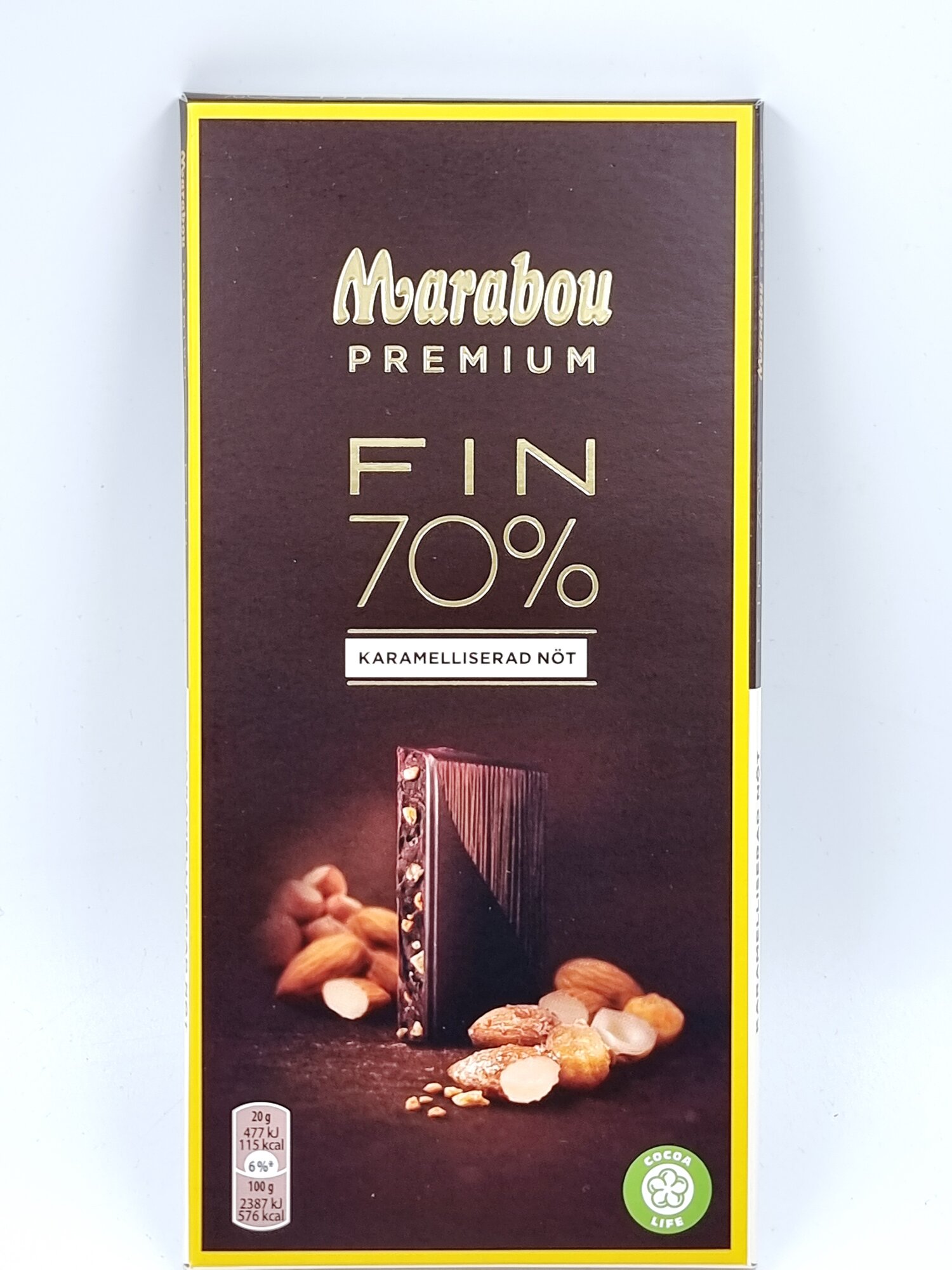Шоколад темный Marabou Premium Fin Karamelliserad Not Карамелизованный Орех 70% какао 100 ГР. (Из Финляндии)