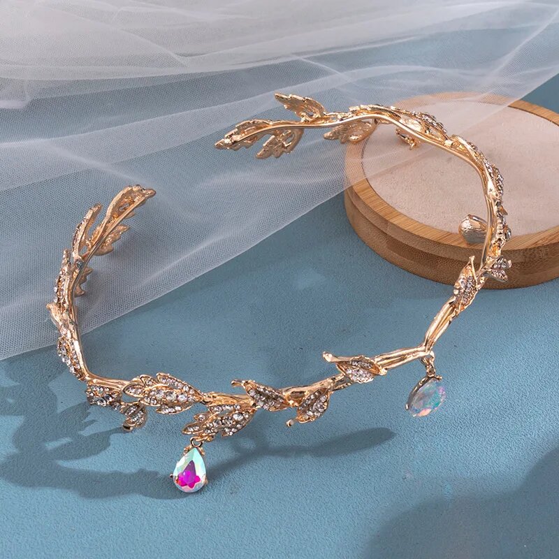 Бронзовая диадема с кристаллами George Black Gold AB Color